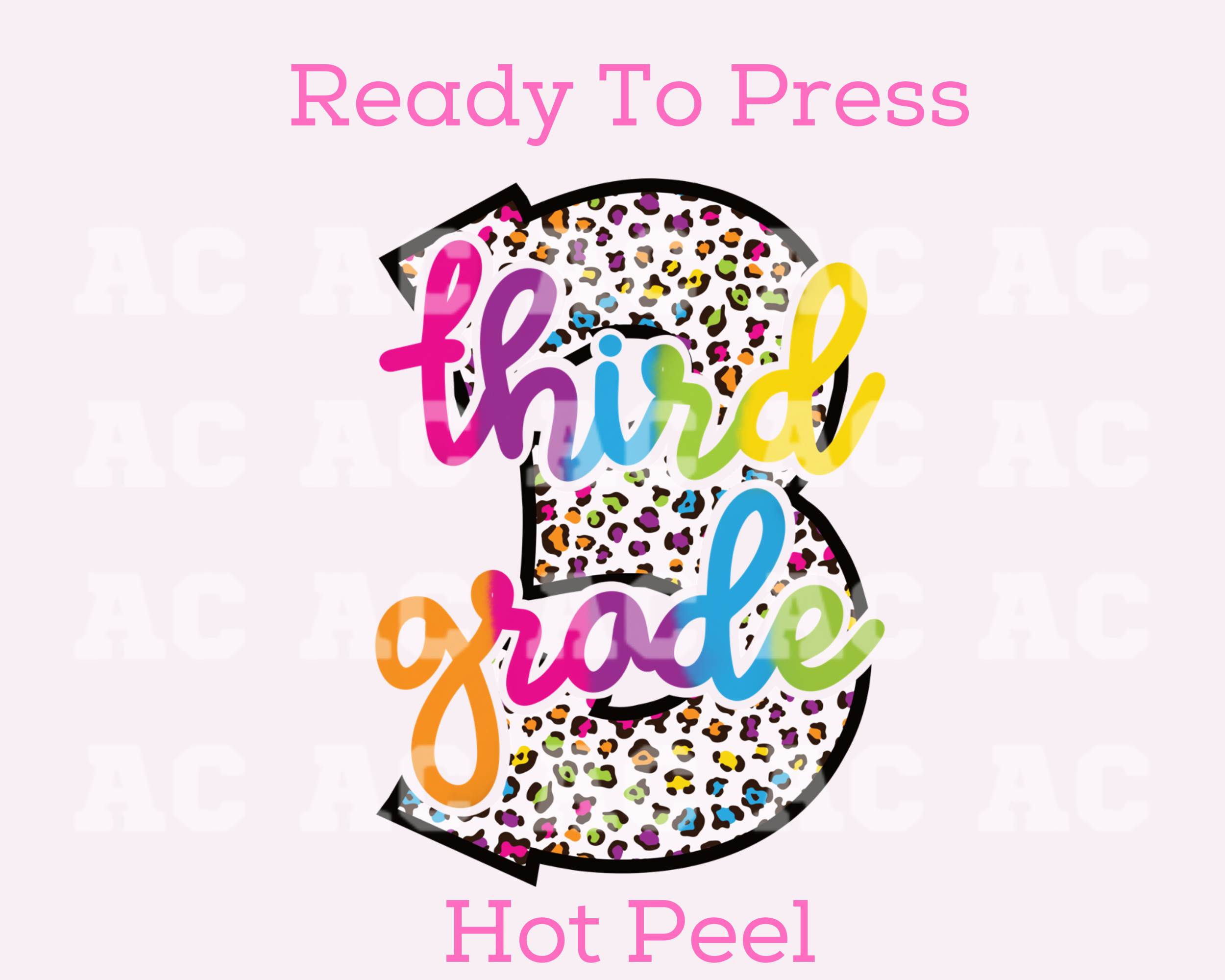 Third Grade (Pink Leopard) 3d Grade DTF TRANSFER or UV DTF STICKER ...