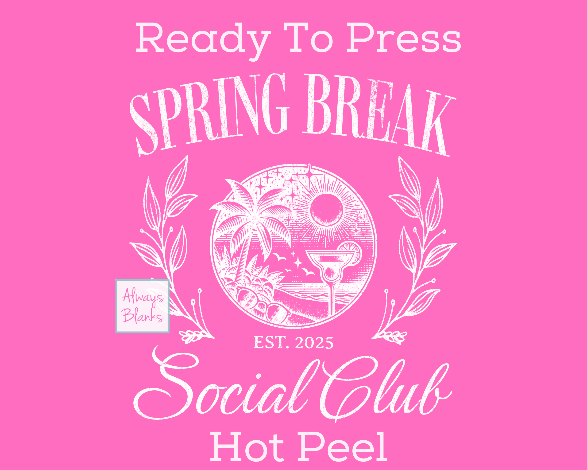 Spring Break Social Club White (Distressed) Spring Break DTF TRANSFER ...