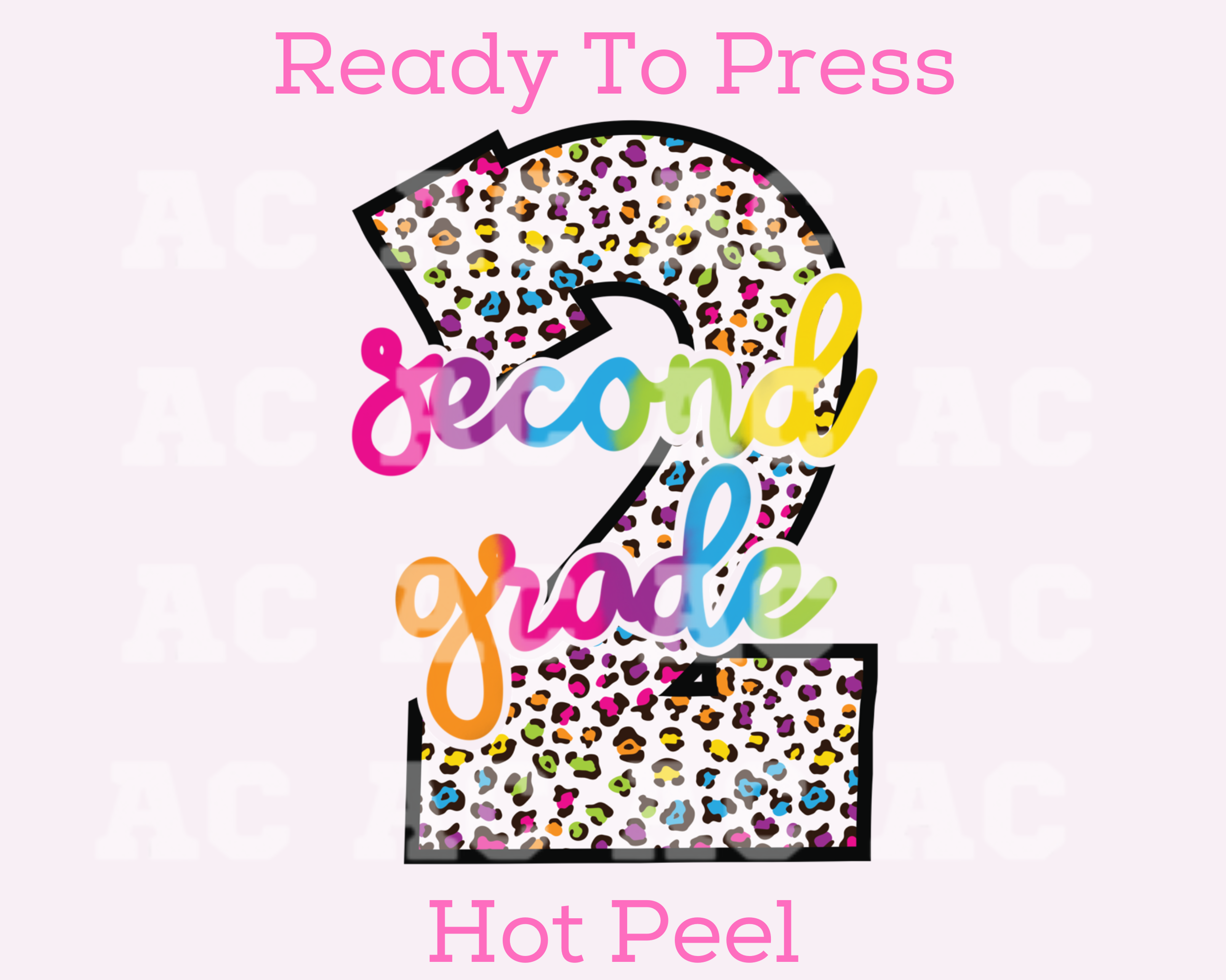 Second Grade (Pink Leopard) 2nd Grade DTF TRANSFER or UV DTF STICKER ...