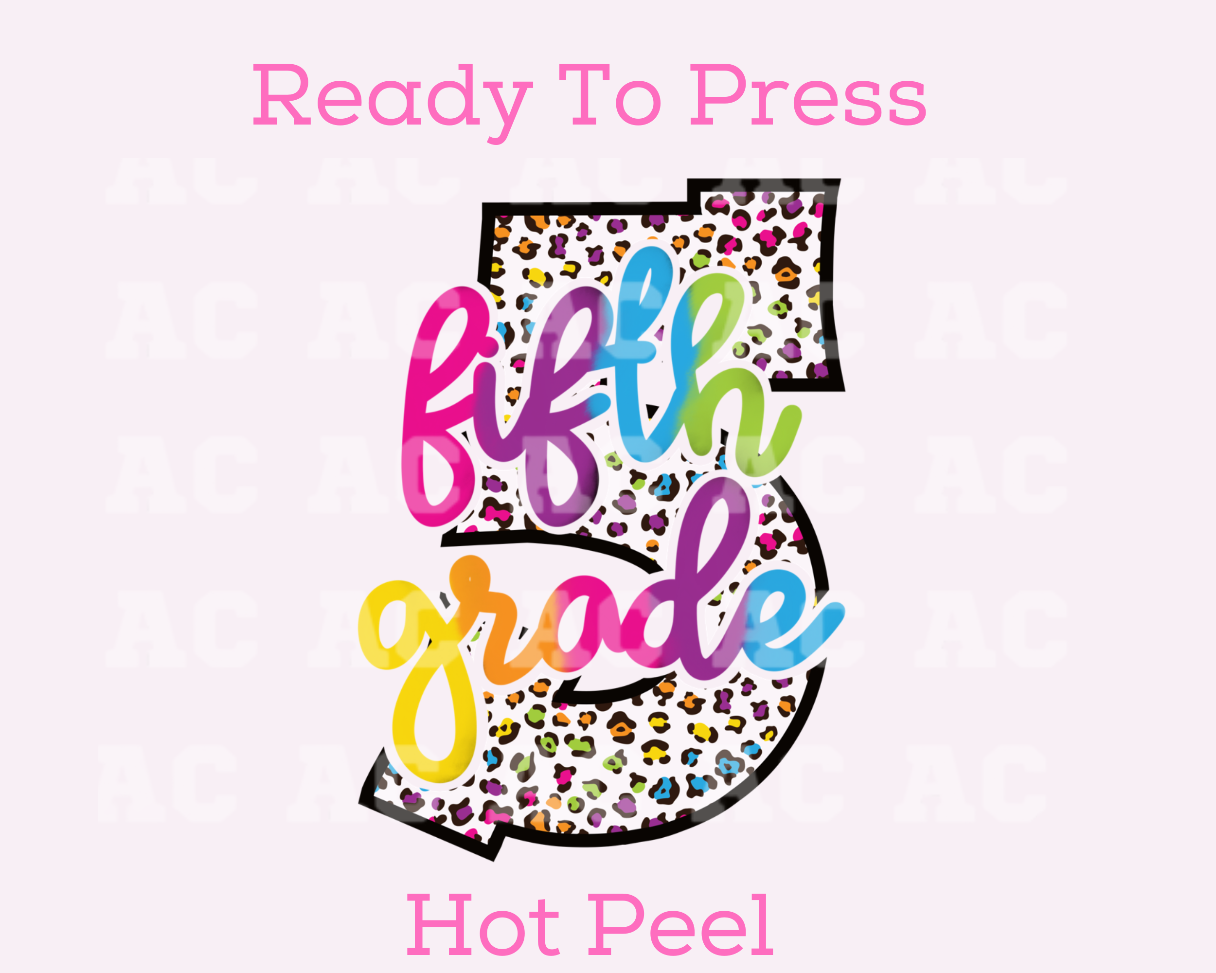 Fifth Grade (Pink Leopard) 5th Grade DTF TRANSFER or UV DTF STICKER ...
