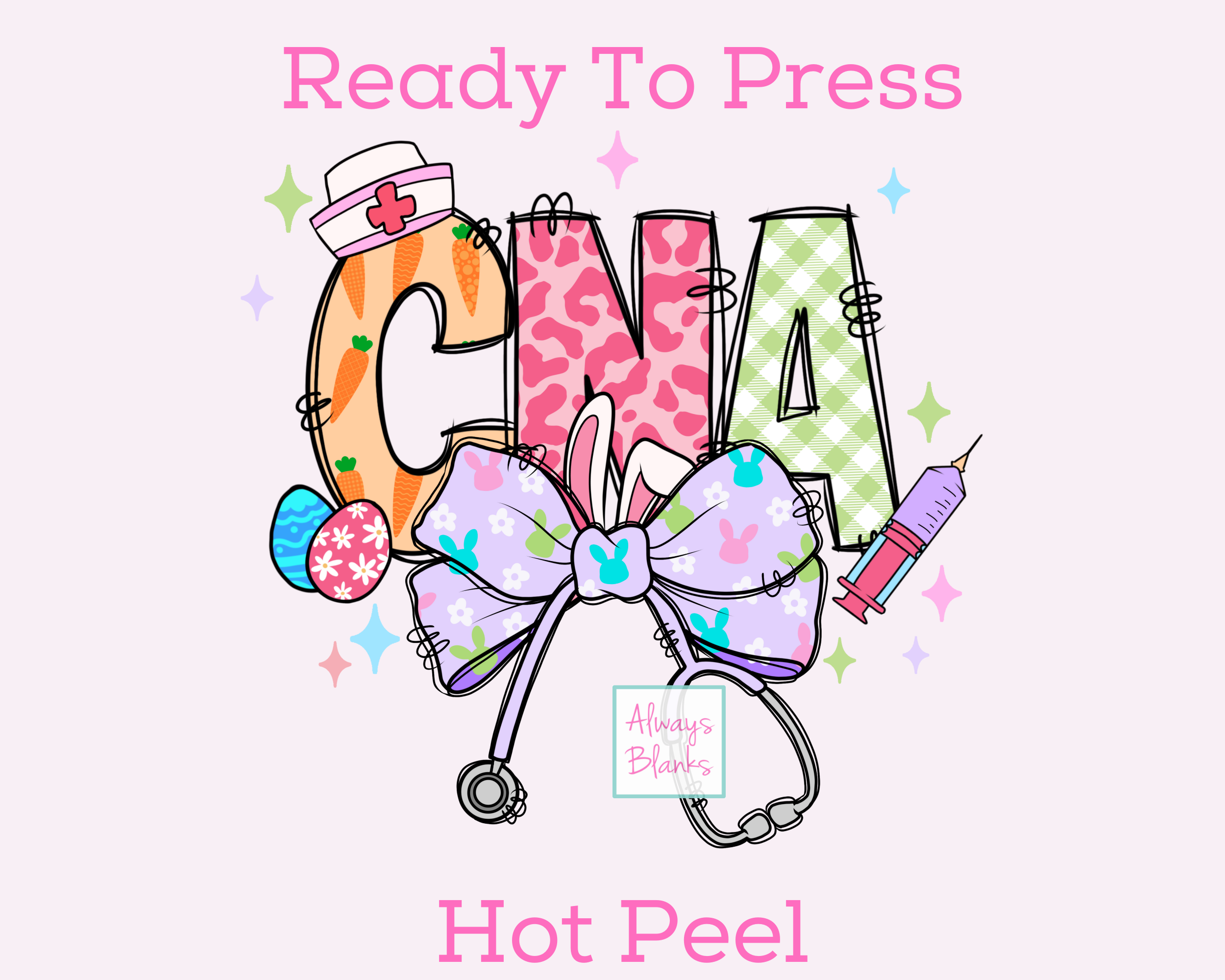 CNA Coquette Bow Spring Easter Nurse DTF TRANSFER or UV DTF STICKER DE ...