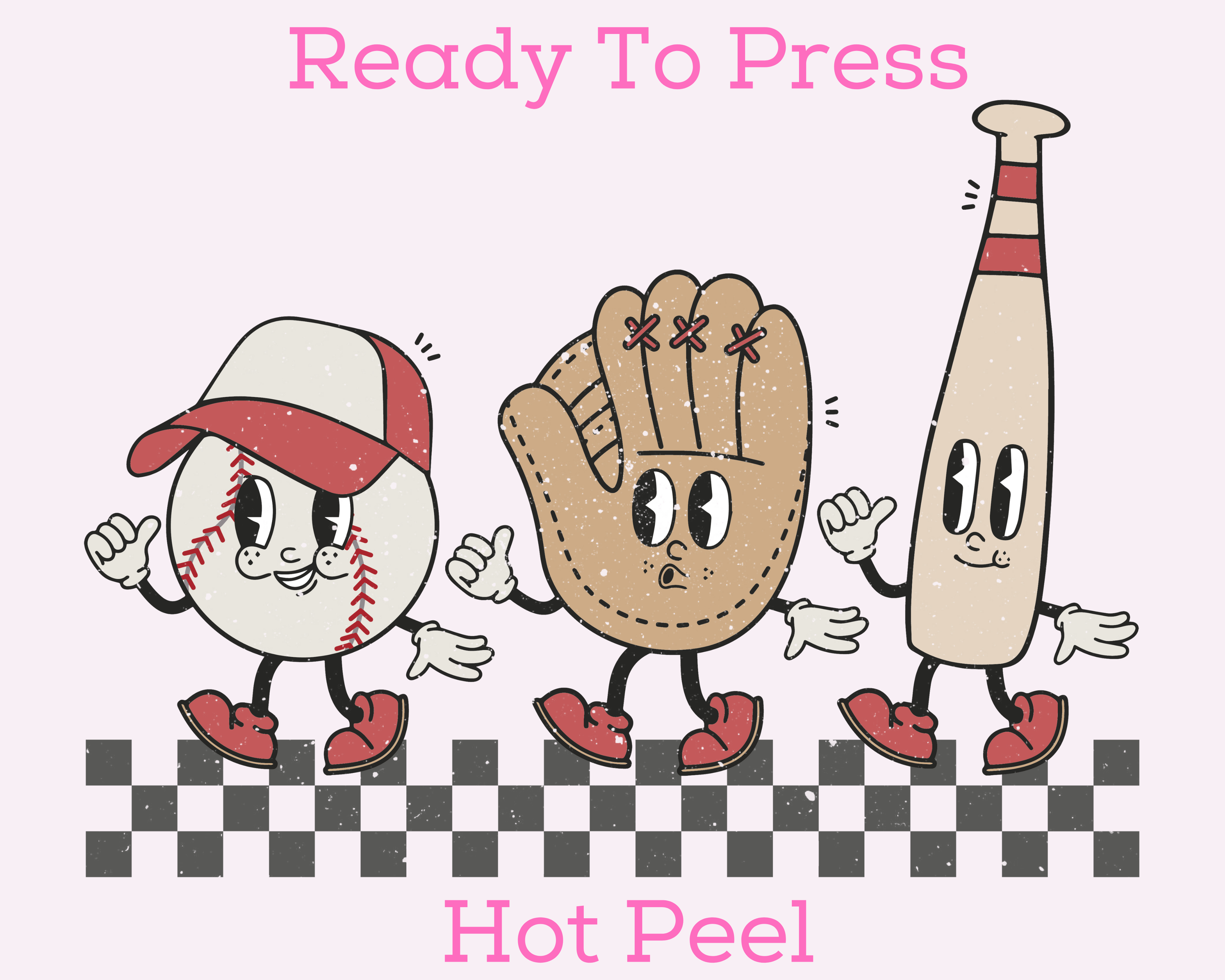 Checkered Baseball (Distressed) DTF TRANSFER – AlwaysBlanks