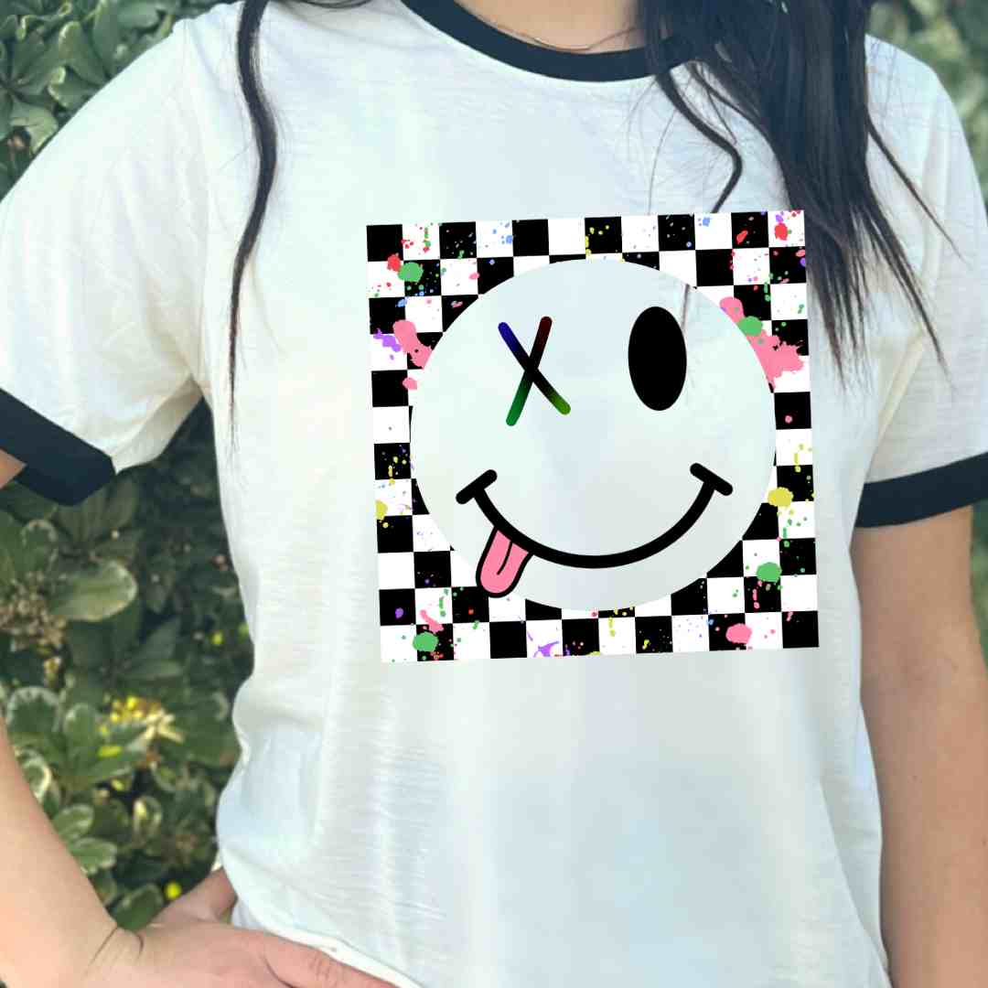 Checkered Splatter Face DTF TRANSFER – AlwaysBlanks