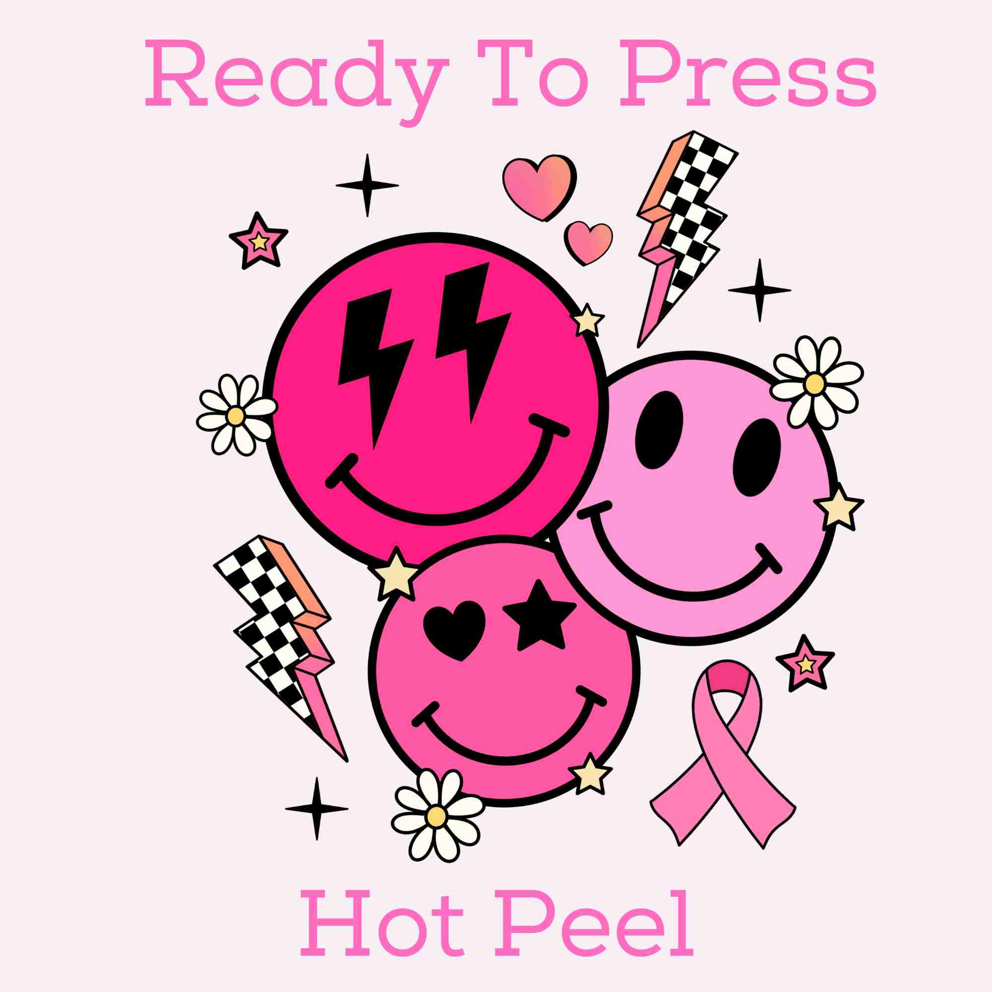 Pink Happy Faces DTF TRANSFER – AlwaysBlanks