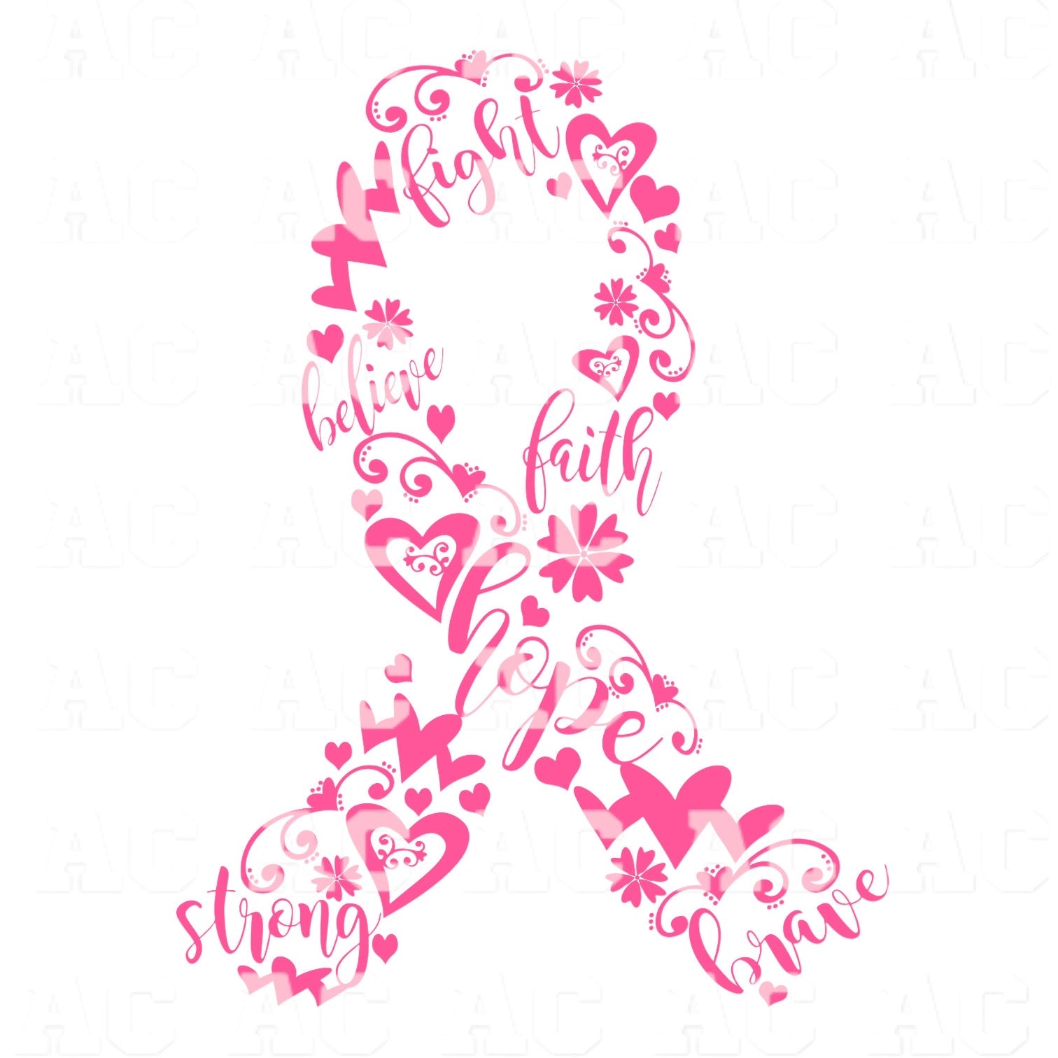 Faith Believe Hope Ribbon DTF TRANSFER or UV DTF STICKER DECAL ...