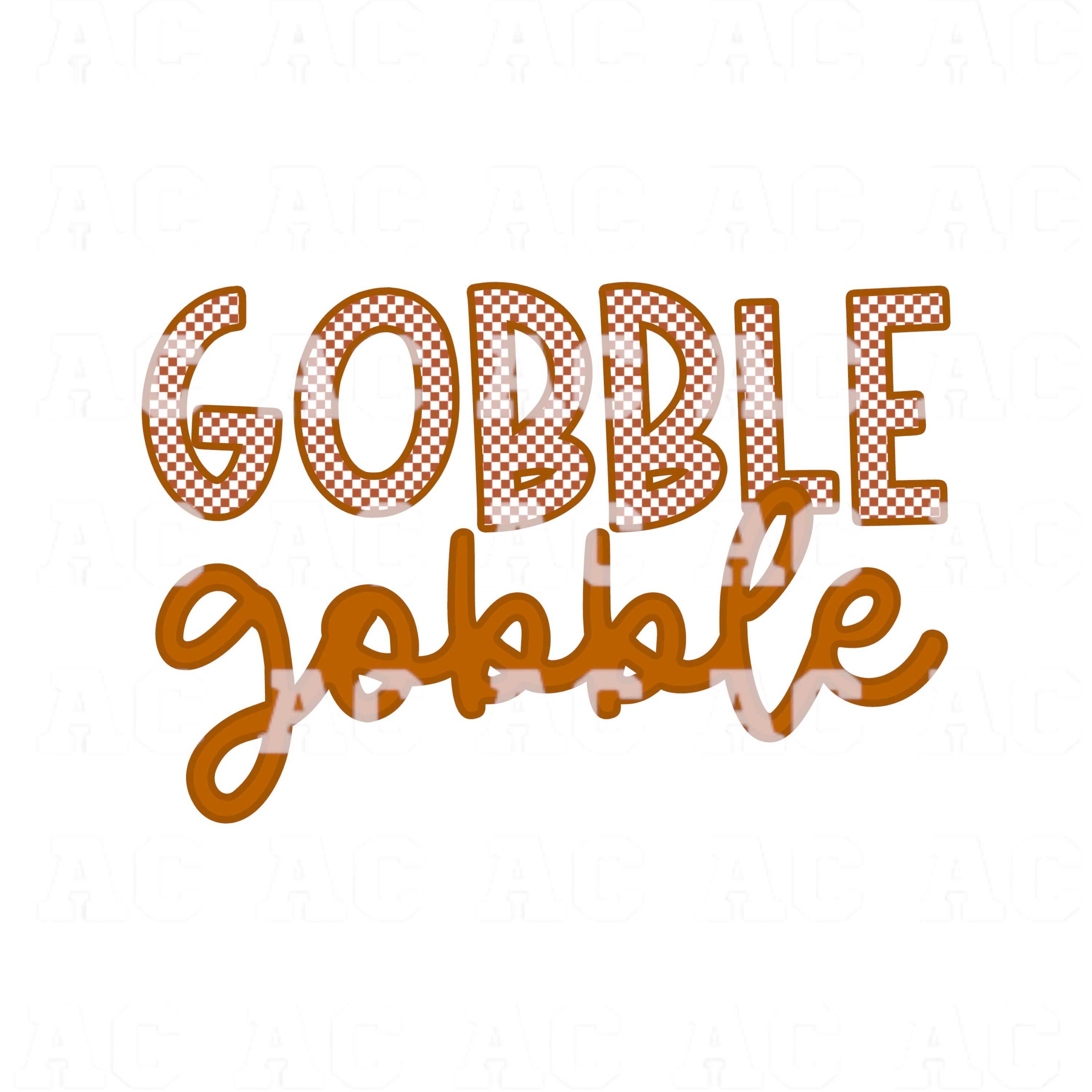 Checkered Gobble Gobble DTF TRANSFER – AlwaysBlanks