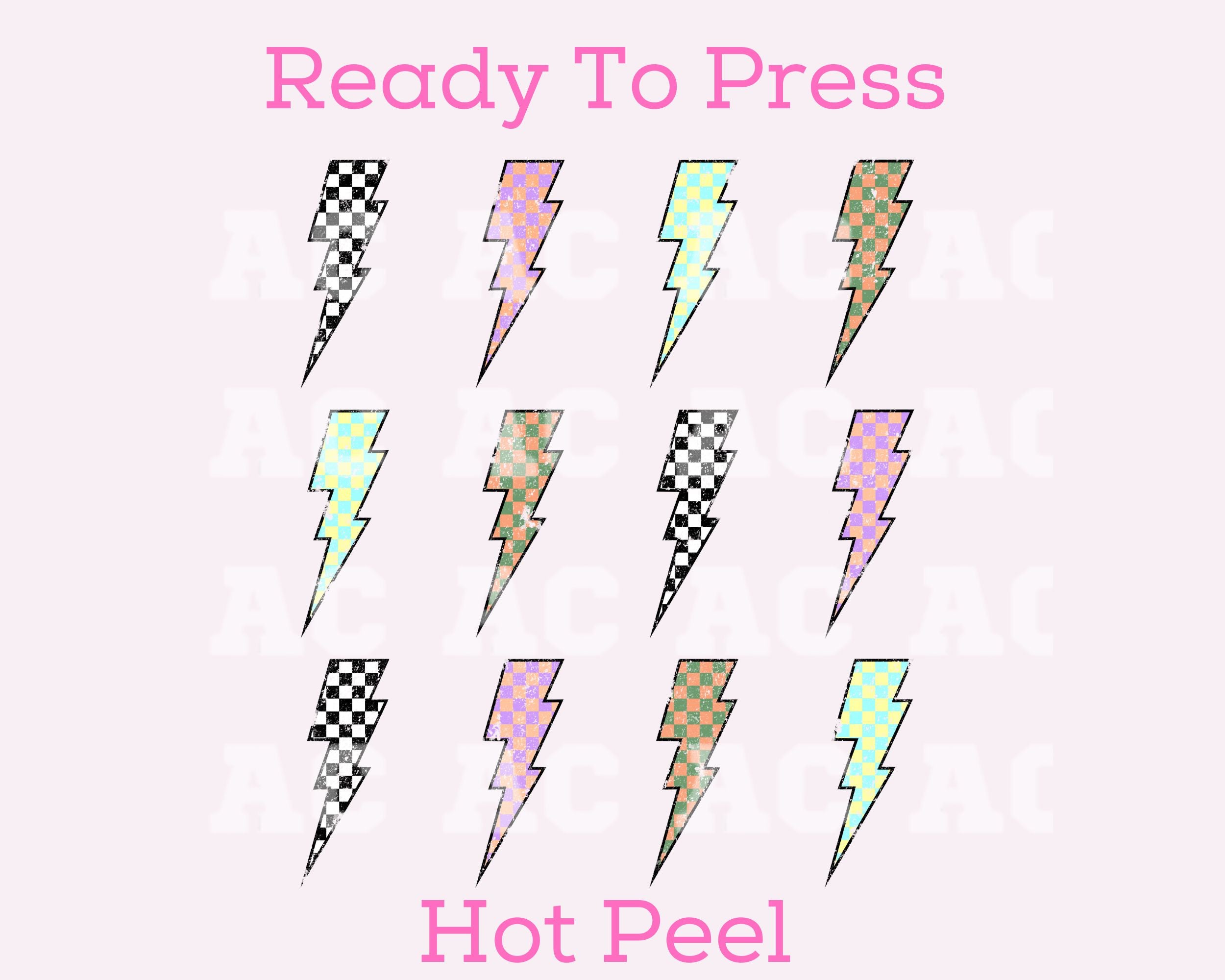 Checkered Lightning Bolts (Distressed) DTF TRANSFER – AlwaysBlanks